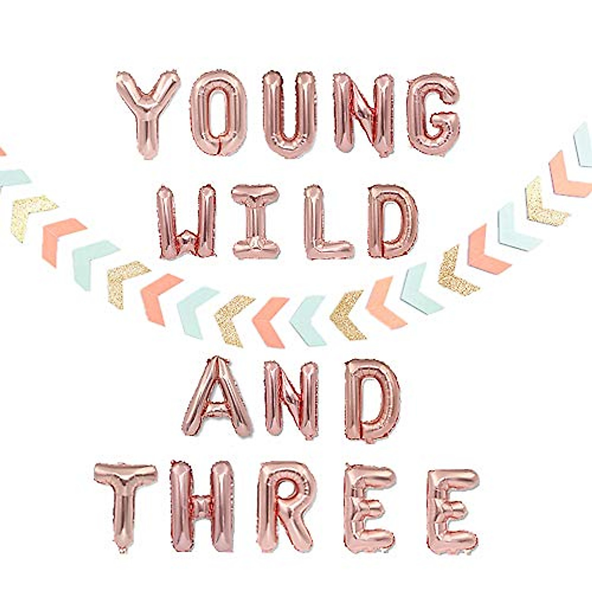 JeVenis Young Wild and Three Balloon Young Wild and Three Banner Young Wild and Three Decorations for Girl Third Birthday Decorations 3 Year Old Birthday Decor 3rd Birthday Balloon
