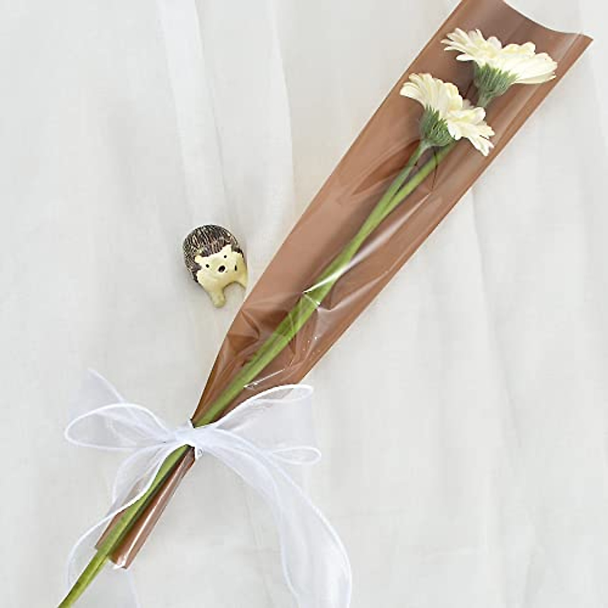 TONIFUL 1-1/2 Inch Wide White Wired Chiffon Ribbon Sheer Organza Ribbons for Crafts Floral Bouquets Wedding Car Party Decorations Valentine's Day Gift Wrapping Bow Making Tree Wreaths Decoration