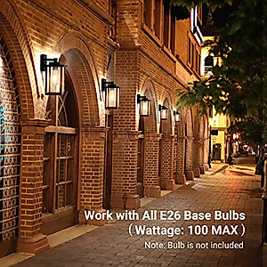 WIHTU Outdoor Porch Lights Fixtures Wall Mount, Dusk to Dawn Outdoor Lighting Fixtures for House, Sensor Exterior Wall Lights, Waterproof Sconce Outside Lamp, Anti Rust Wall Lantern for Garage