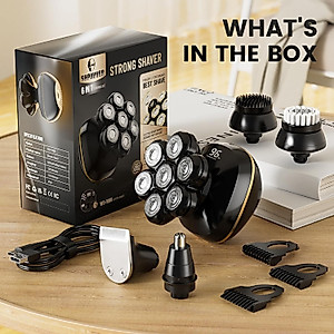 SHPAVVER Head Shavers, Upgrade 6-in-1 Electric Head Shavers for Bald Men, Wet/Dry LED Display Rechargeable 7D Rotary Shaver Grooming Kit with Type-C Charge