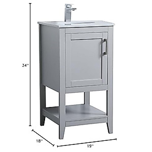Elegant Kitchen and Bath 18 inch Single Bathroom Vanity Cabinet - Grey