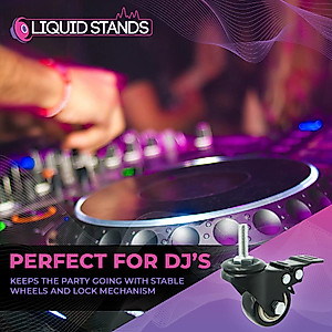 Liquid Stands Keyboard Stand Caster Wheels Set of 4 Replacement Locking Heavy Duty Wheels with Brake - Piano Stand Parts and Accessories