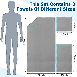 Xinnun 4 Set Quick Dry Towel 3 Size Fast Drying Towel with 4 Black Mesh Bag 12 Pieces Microfiber Travel Towels for Beach Camping Hiking Yoga Swim Sports Backpacking