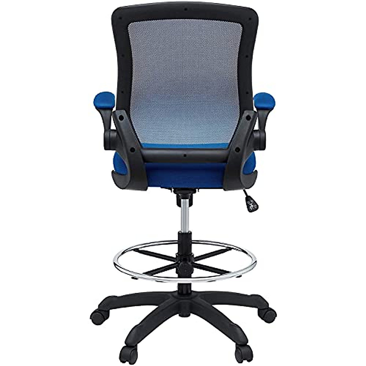 Modway Veer Drafting Chair - Reception Desk Chair - Flip-Up Arm Drafting Chair in Blue