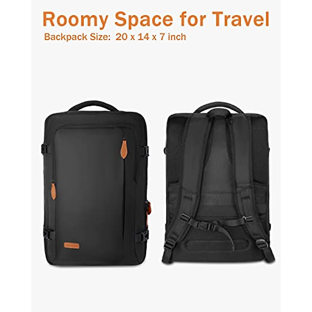 Carry on Backpack with DIY Divider, 45L Travel Backpack Airline Approved for Men, Underseat Luggage Suitcase Daypack Overnight Weekender Bags for Flight Personal Item, Gifts for Travelers Women, Black