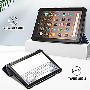 EpicGadget Case for Amazon Fire HD 8 / Fire HD 8 Plus (10th Generation, 2020 Released) - Lightweight Tri-fold Stand Auto Wake/Sleep Folio Cover Case + 1 Screen Protector and 1 Stylus (Navy Blue)