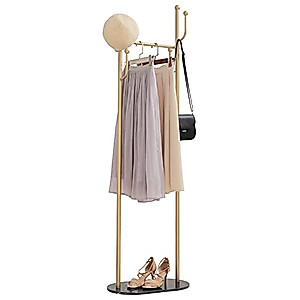 Cre Cra Gold Clothing Rack for Hanging Clothes Heavy Duty Metal Clothes Rack with Marble Base Modern Coat Rack Stand Freestanding Garment Rack for Boutiques Bedroom Office