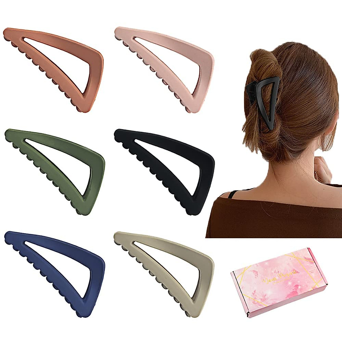 Medium Hair Clips for Women Girls - Strong Hold Matte Jaw Clips, Triangle Hair Clamps for Thin/Medium/Thick Hair With Gift Box (Pastel Color)