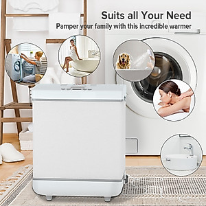 Floisdace Towel Warmers for Bathroom, 35L Foldable Hot Towel Warmer, Towel and Blanket Warmer Fits Oversized Towels, Large Bucket for Towels, Luxury Towel Warmer Spa for Home, Hotel, White