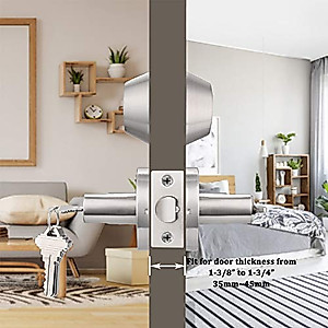 Gobrico Keyed Alike Entry Door Locksets with Double Cylinder Deadbolt Lock Combo Sets,Brushed Nickel Exterior Entrance Door Levers,Front Door Handle Sets,3 Pack