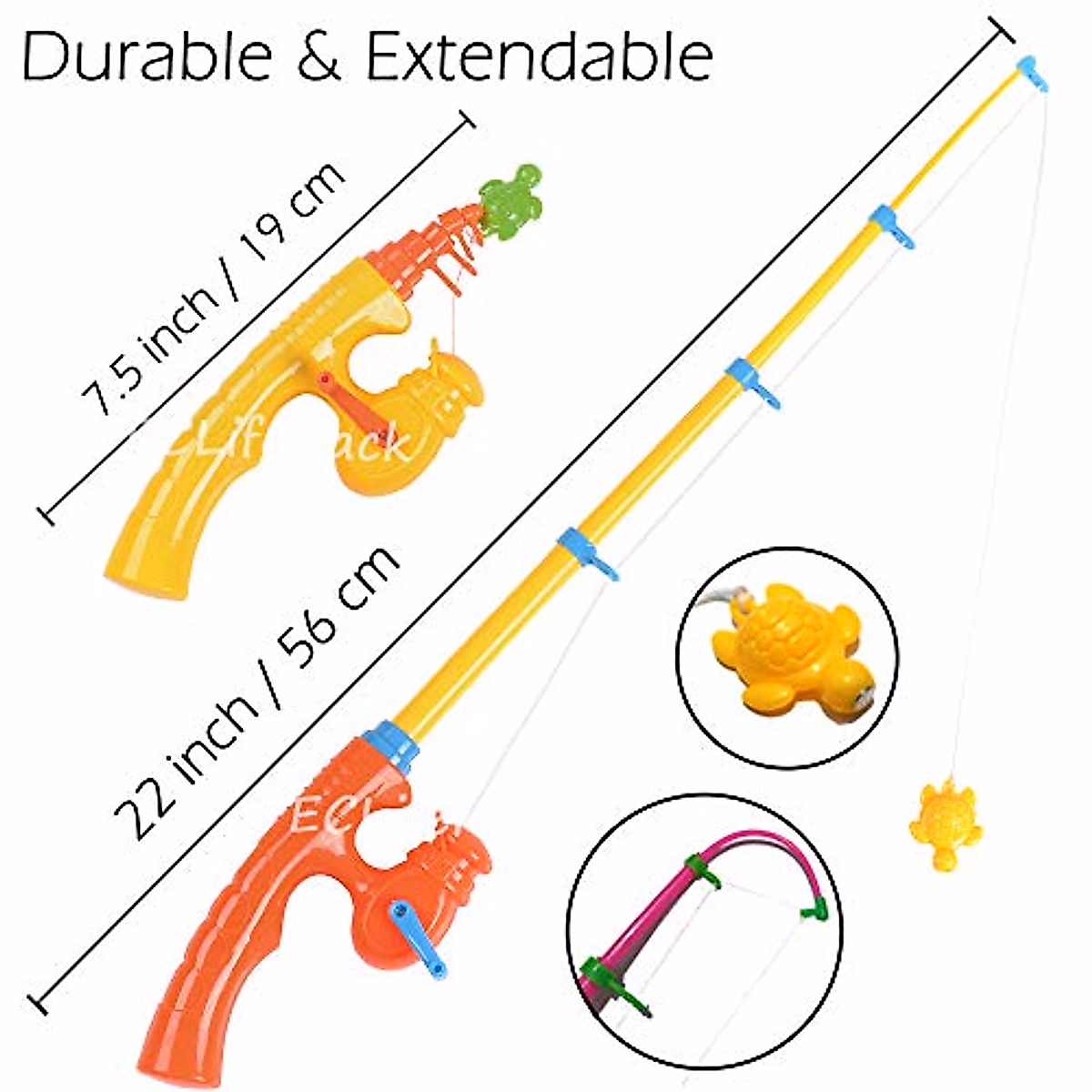 CozyBomB Magnetic Fishing Pool Toys Game for Kids - Water Table Bathtub Kiddie Party Toy with Pole Rod Net Plastic Floating Fish Toddler Color Ocean Sea Animals Gifts Age 3 4 5 6 Year Old