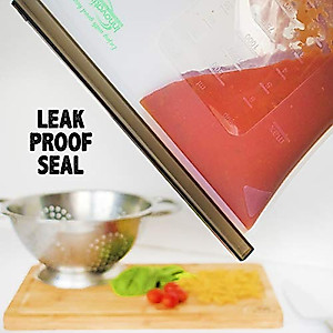 Reusable Silicone Food-Storage Cooking Bags - Airtight Zip Seal Colored Containers Keep Food Hot or Cold - Baby Food Prep or Sous Vide - (2L 4M bags)…