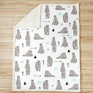 Cute Bear Fleece Throw Blanket for Kids Boys Girls Wild Animals Plush Blanket 40"x50" Rustic Cabin Country Sherpa Blanket Decor Nature Wildlife Bear Fuzzy Blanket