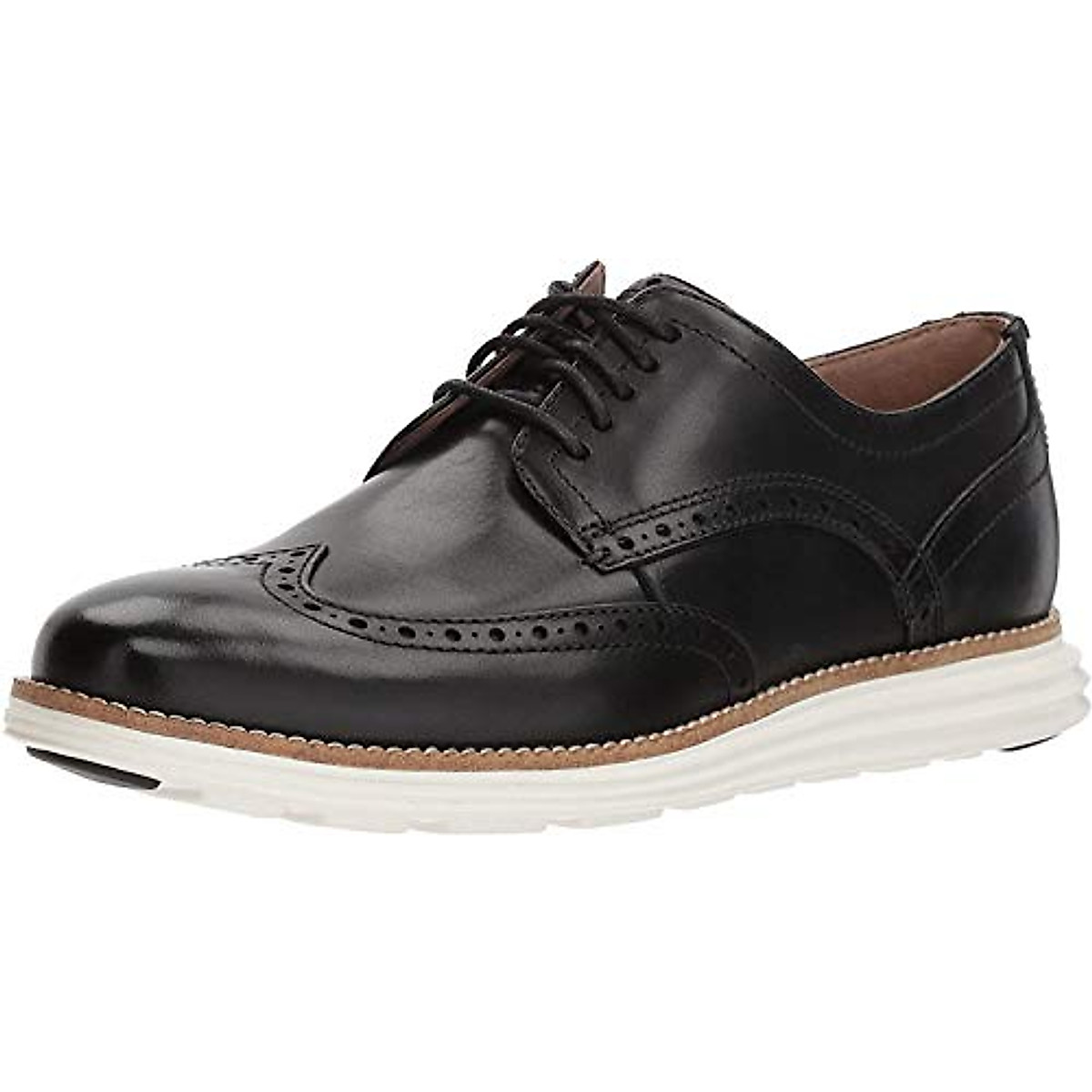 Cole Haan Men's Original Grand Shortwing Oxford Shoe, Black Leather/White, 12 Medium US