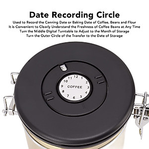 Airtight Coffee Canister, Stainless Steel Canister Coffee Storage Container with Airtight Lid Date Tracker and Measuring Spoon Coffee Grounds and Beans Container Coffee Jar for Beans Ground Tea(1.5L)