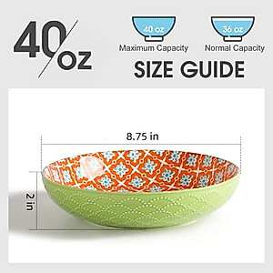 Metahom Ceramic Pasta Bowls, 40 Oz Large Salad Bowls, 8.75'' Colorful Serving Bowl Set for Pasta, Salad, Soup, Set of 4