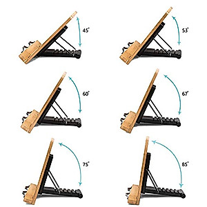 Readaeer Bamboo Book Stand, Large Book Holder with 6 Adjustable Height, Foldable Cookbook Stand Desktop Document Holder for Kitchen & Office (13.4 x 9.3 Inch)