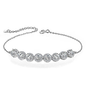 Echesperamo 14K Gold Plated sterling silver Bracelet | 4mm Cubic Zirconia Tennis Bracelet For Mom Women|6.4-7.6 Inch