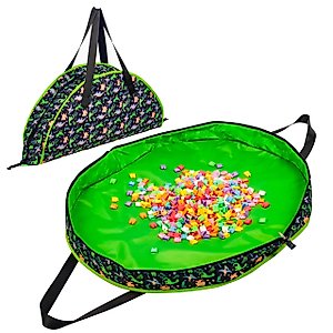 Remobia Hicol Kids Toy Storage Organizer Play Mat Bag for Lego Large Zippered Baby Tidy Toy Storage Bag Portable Fold Up Neat Easy Clean Up Container Bag for Children home and travel (Dinosaur)
