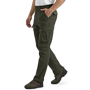 CRYSULLY Men's Cotton Tactical Trousers Outdoor Combat Hunting Safari Pants Army Green