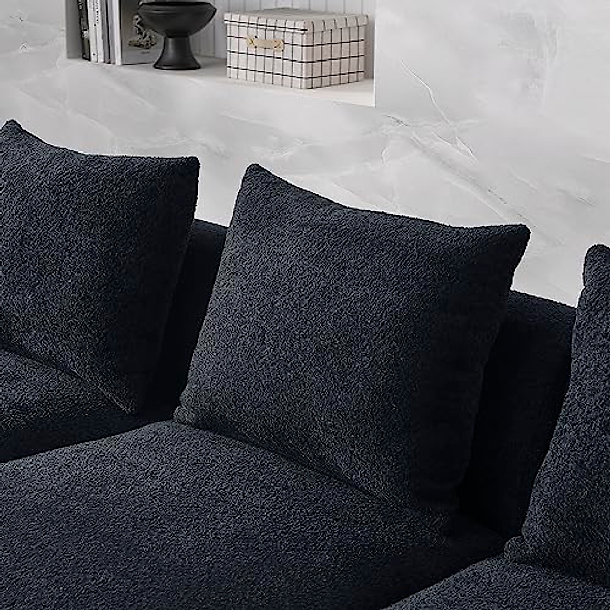 L-Shaped Comfy Cute Sectional Sofa Couch DIY Combination w/3 Single Seats and Movable Ottoman, Modern Convertible Modular Sofa&Couch Cloud Deep Seater Sofá