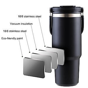 Innopack outdoor high quanlity double wall vaccum tumbler with handle leakproof tumbler (30 OZ, Green)