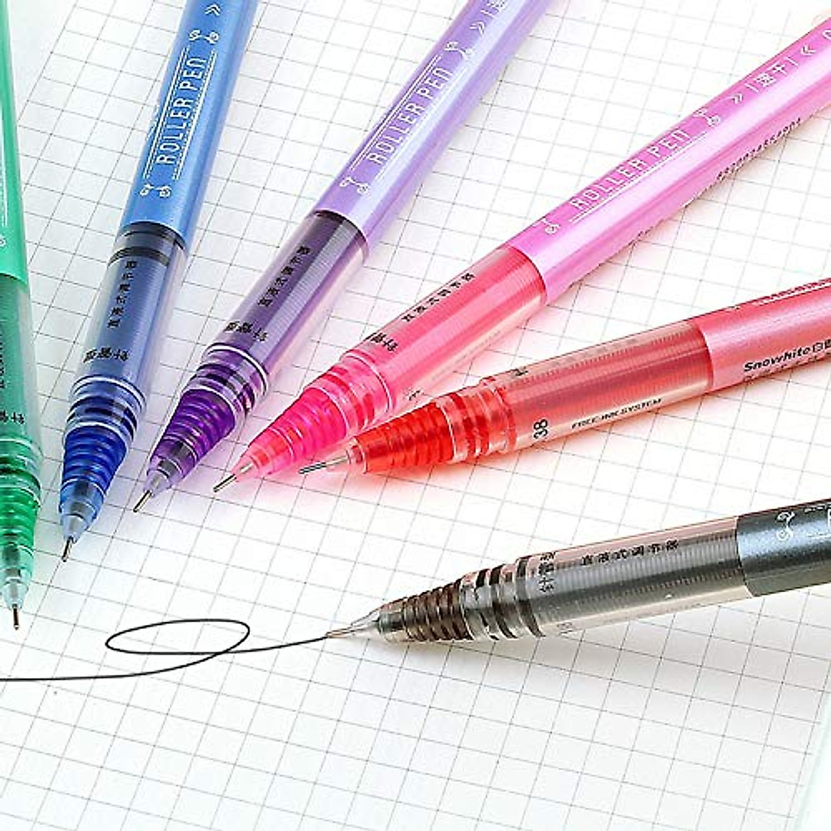 Mifuner 0.38mm 6 Colors Extra Fine Point Pens Liquid Ink Pen Rolling Roller ball Quick-drying Ink for Home Office