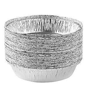 PLASTICPRO 7'' Inch Round Tin Foil Pans Disposable Aluminum, Freezer & Oven Safe - For Baking, Cooking, Storage, Roasting, & Reheating, Pack of 20