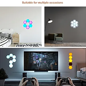 Fignolee Hexagon Lights | Premium Light Panels | RGB Cool Lights | Touch-Sensitive and Remote Controlled Gaming Lights Suitable for Game Room, Bedroom and Living Room | DIY led Wall Lights (6 pcs)