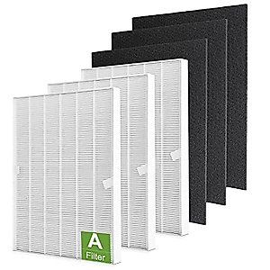 115115 HEPA Replacement Filters A for Winix PlasmaWave Air Purifier C535 5300 5300-2 6300 6300-2 P300 AM90 C909 9800, 3 True HEPA Size 21 Filter + 3 Activated Carbon Pre-Filters