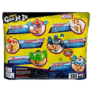 Heroes of Goo Jit Zu Marvel 6 Pack | 6 Amazon Exclusive Marvel Heroes | 4.5" Tall Action Figures | Spider-Man, Hulk, Captain America-Sam Wilson, Black Panther, Black Widow, and Iron Man