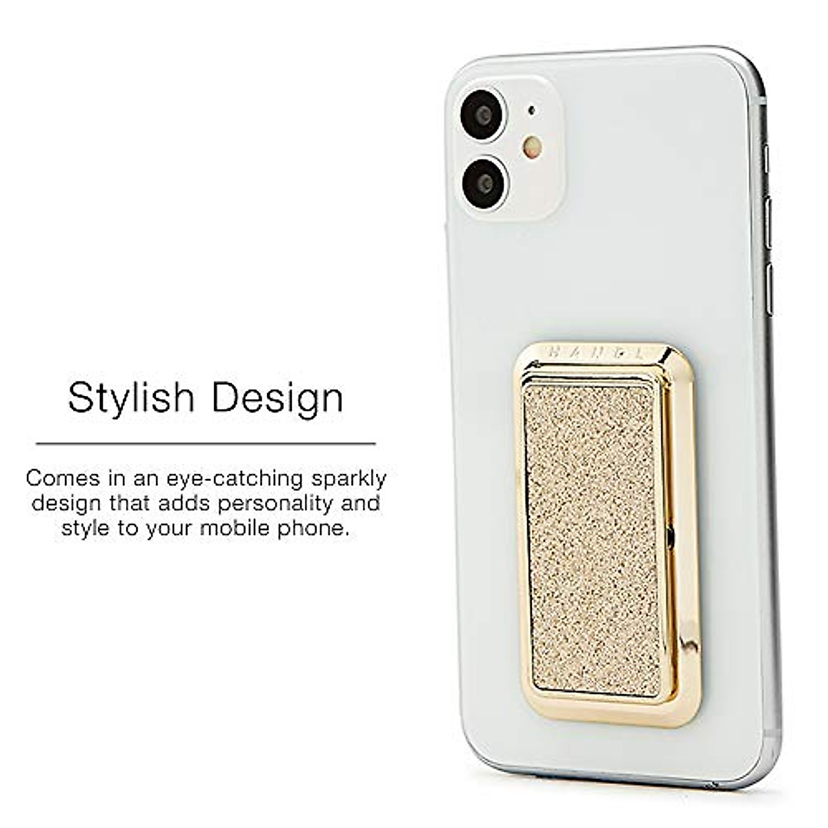 HANDL New York Champagne Glitter HANDLstick Silver Glitter Grip and Stand for Smartphone