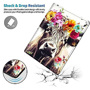Galaxy Tab S5e 2019 Tablet Case T720 T725, Dikoer Slim Adjustable Stand Back Shell Protection Smart Tablet Cover for Samsung Galaxy Tab S5e 10.5 Inch SM-T720 (Wi-Fi) SM-T725 (LTE), Flower Cow