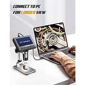 LCD Digital Microscope,ANNLOV 4.3 inch Handheld USB Microscope 50X-1000X Magnification Coin Microscope Video Camera with 8 Adjustable LED Lights for Adults PCB Soldering Kids Outside Use