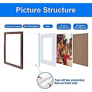 ZIRANLING 8x10 Picture Frame Rustic Brown Wood Set of 6,Display Pictures 5x7 with Mat or 8x10 Without Mat,Multi Photo Frames Collage for Wall or Tabletop Display
