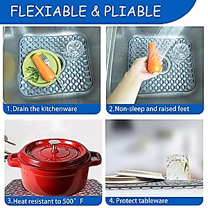 Sink Mat Kitchen Sink Protector for Bottom of Farmhouse Stainless Steel or Porcelain Bowl Sink, Silicone Grey Non-slip Heat Resistant (15.7 inch x 10.6 inch)