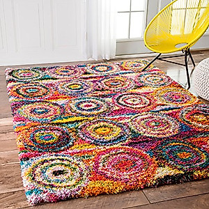 nuLOOM Kindra Bohemian Circles Shag Area Rug, 4' x 6', Multi