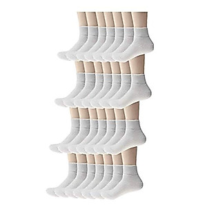 Moda West - Wholesale Bulk Case of Men's and Women's Athletic Ankle Socks - 120 Pairs, Size 10-13 in White
