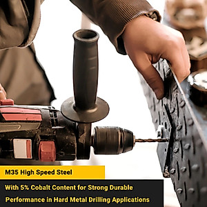 XLCMSY Cobalt Drill Bit Set, M35 HSS Metric Straight Shank Twist Drill Heat Resistant Metal Drill Bits for Hard Metal, Stainless Steel, Hardened Steel, Cast Iron and Wood, 1.5-6.5mm (13 Pcs)