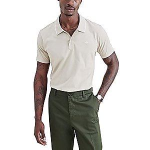 Dockers Men's Short Sleeve Perfect Performance Polo (Regular and Big & Tall), Sahara Khaki, Large
