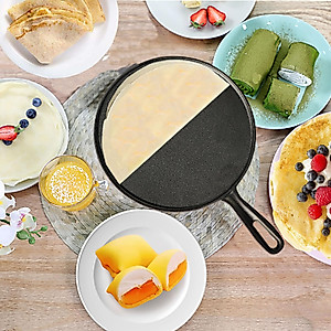 La Cuisine Crepe Tawa Pan for Roti Dosa Comale – Griddle Pizza Pan Cast Iron Pre-Seasoned, 11 Inch / 28cm Diameter, Oven Safe, PFOA Free.