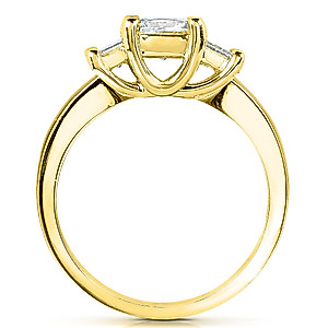 Kobelli Emerald-cut Moissanite Three-stone Engagement Ring 2 3/4 CTW 14k Yellow Gold, Size 5.5