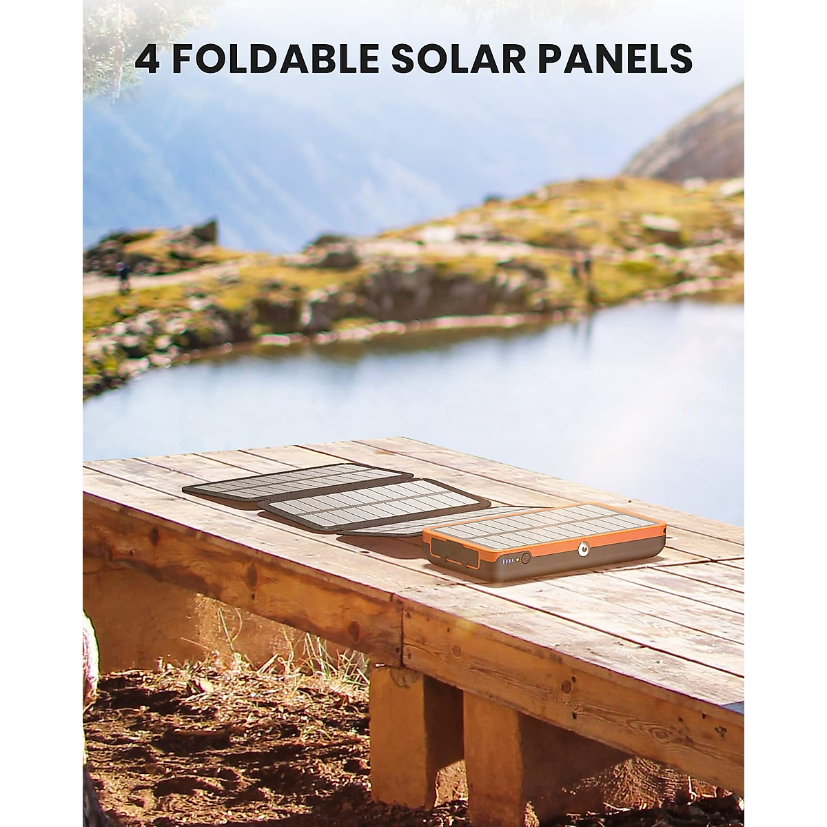 Hiluckey Solar Charger 27000mAh Power Bank 22.5W Fast Charging Portable Phone Charger with 4 Solar Panels USB C PD External Battery Pack with 3 USB Outputs for Cellphone Tablet