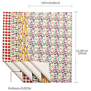 David accessories Back to School Faux Leather Sheets Fabric 8 Pcs 7.7"x12.9"(20cm x 33cm) Glitter Synthetic Leather for DIY Bows Earrings Making Crafts (Back to School Set C)