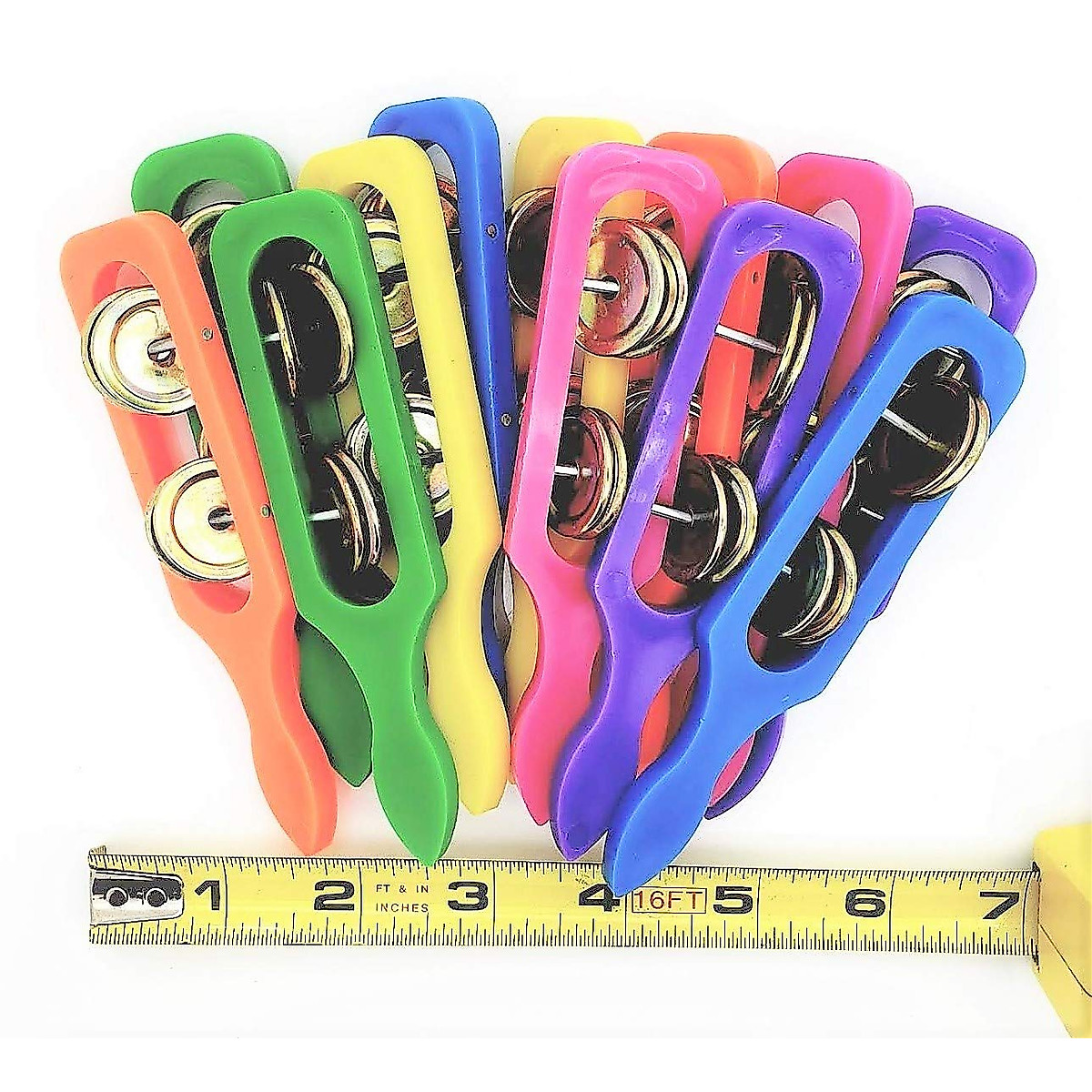 12 Cymbals With Plastic Handles (5") Kids Party Supplies, Preschool Musical Instruments, Noisemakers (12 Pack) multicolor