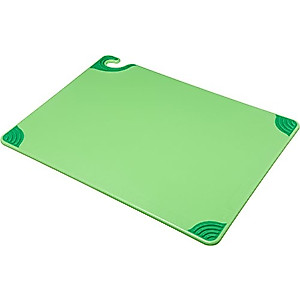 San Jamar Saf-T-Grip Plastic Cutting Board with Safety Hook, 18" x 24" x 0.5", Green