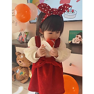 Guqqeuc Bow Headbands for Girls Polka Dot Hairband with Bunny Ears Headband for Little Girls Cute Bowknot Head Band for Girls Easter Christmas Hair Accessories 2 Pcs