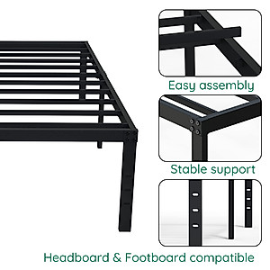 DiaOutro 18 Inch Twin Bed Frame Heavy Duty No Box Spring Needed Metal Platform with Non Slip Mattress Gaskets