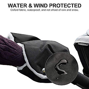 Stroller Hand Muff Winter Extra Thick Pushchair Gloves Black Hand Warmer for Parents and Caregivers in Cold Weather Anti-Freeze Windproof Snowproof Aosbos