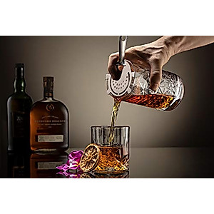 Mixology & Craft Crystal Cocktail Mixing Glass - 24oz Martini Stirring Glass with Thick Weighted Bottom, Professional Bartender's Beaker & Mixing Pitcher - Essential Bar Tools